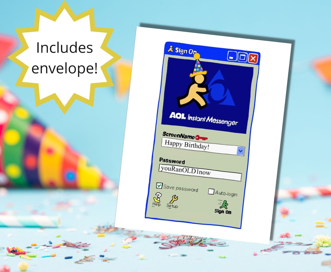 Customizable AOL AIM Nostalgia Funny Birthday Card - Etsy