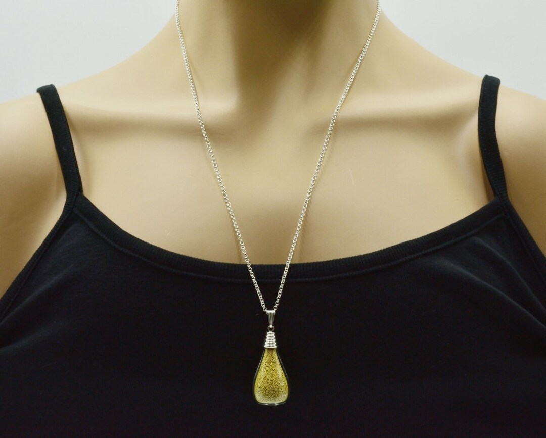 Globe Glass Pendant Drop, Blown Glass, Wire Ball Necklace Gold - Etsy
