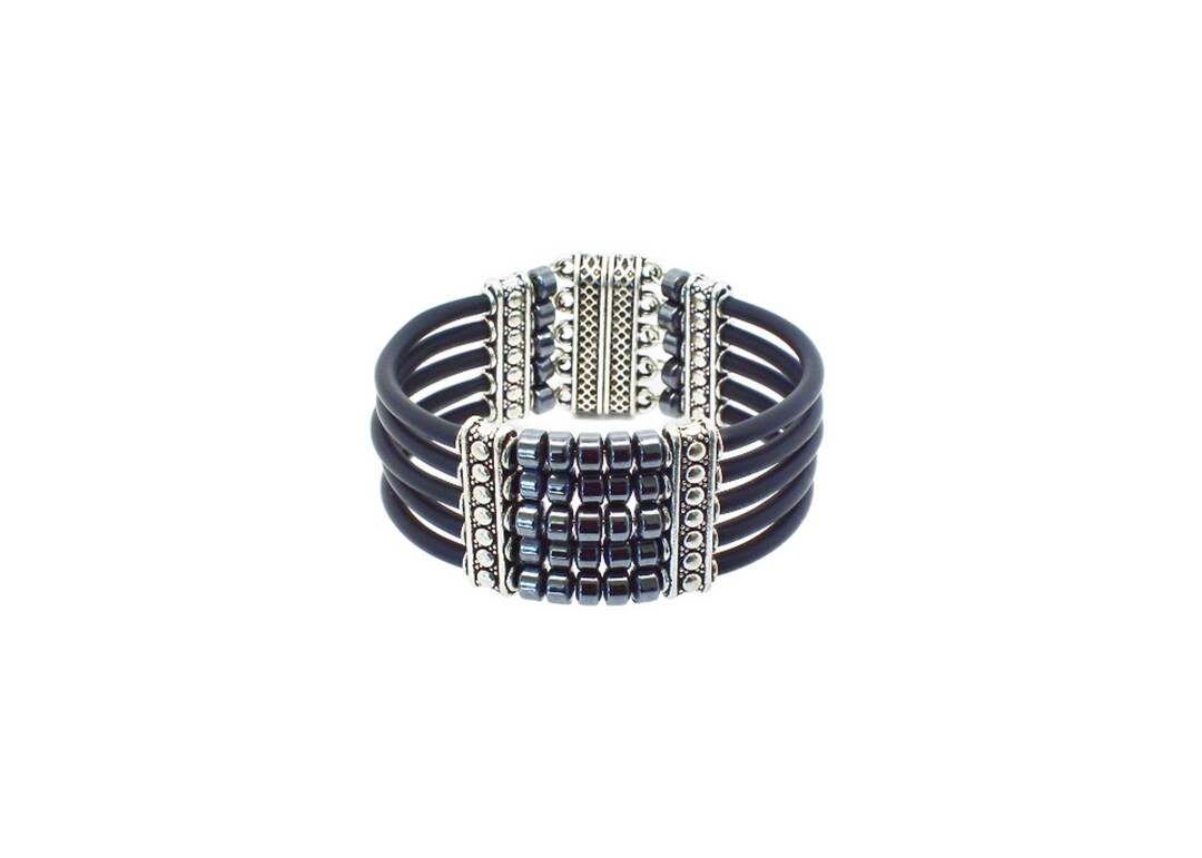 Bracelet manchette multi-rang, bracelet perles hématite, bracelet en ...