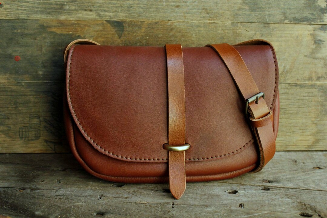 Sac postier besace en cuir marron cognac - Etsy France