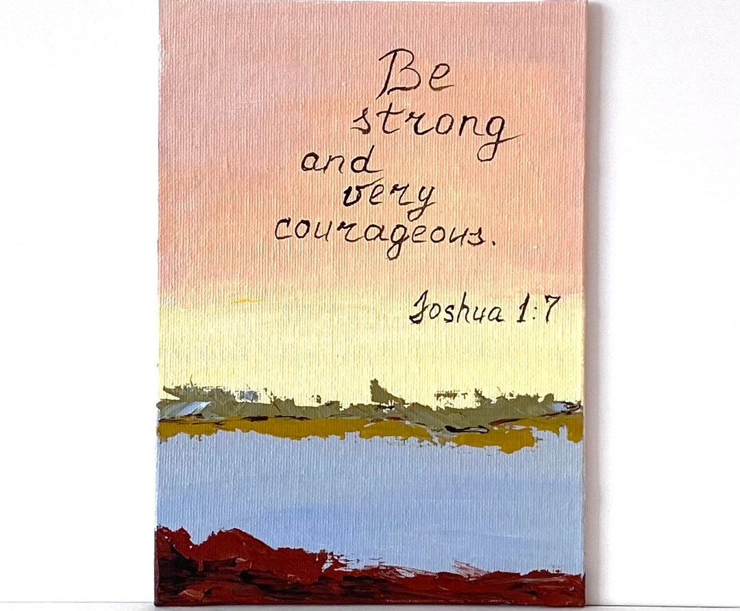 Christian Wall Art Be Strong Scripture Bible Verse Canvas Panel ...