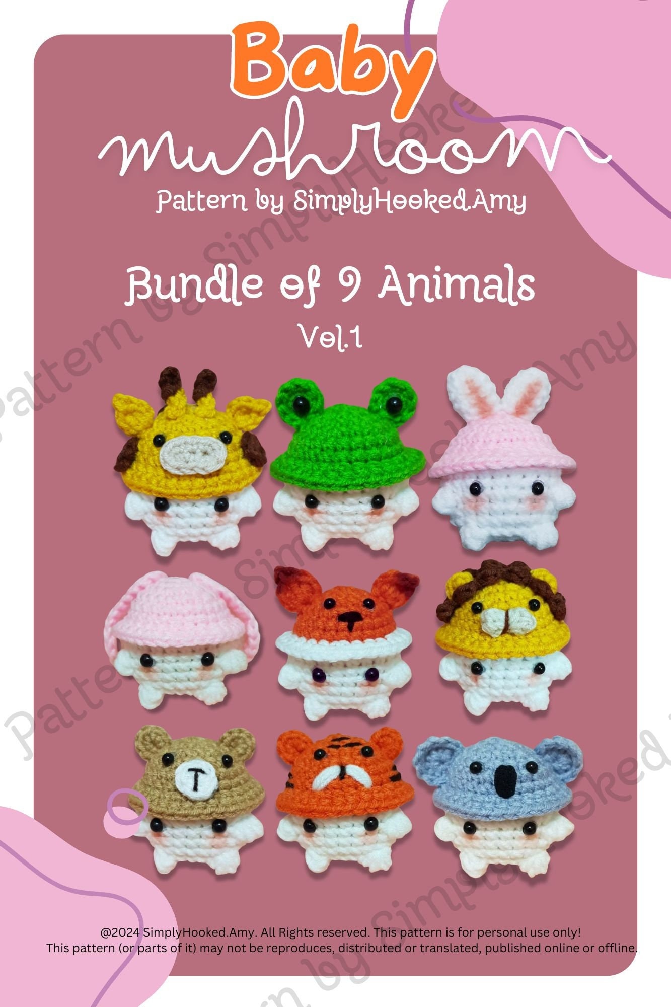9 in 1 Animal Hat Pattern Baby Mushroom Mushy Boy Pattern - Etsy