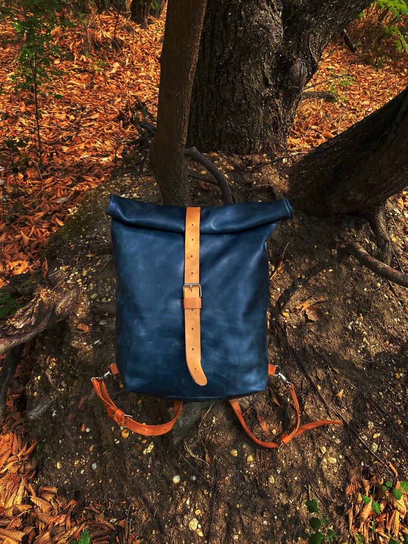 Rolled Roll Top Backpack Leather Rugsack DIY Pattern Template Digital ...