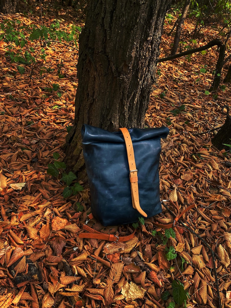 Rolled Roll Top Backpack Leather Rugsack DIY Pattern Template Digital ...