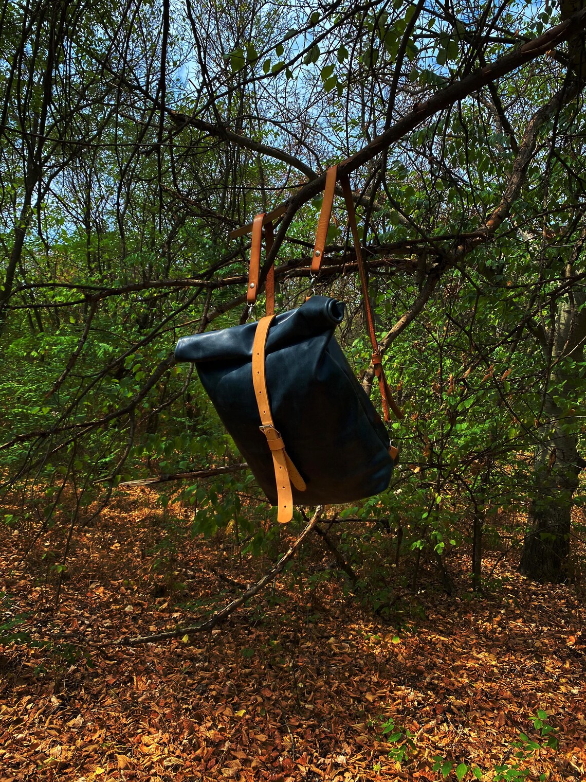 Rolled Roll Top Backpack Leather Rugsack DIY Pattern Template Digital ...