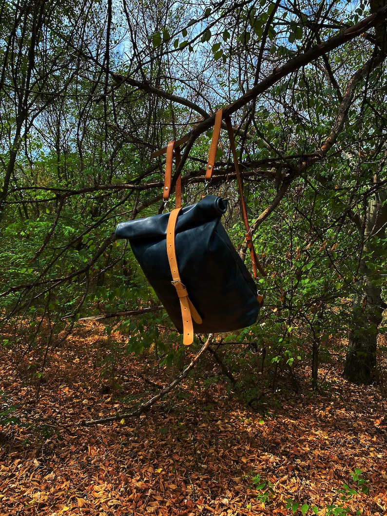 Rolled Roll Top Backpack Leather Rugsack DIY Pattern Template Digital ...