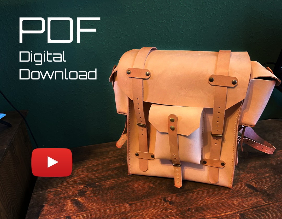 Leather Pattern Square Backpack Pattern Template Back Bag Rugsack Men ...