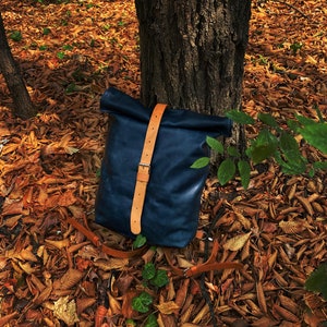 Rolled Roll Top Backpack Leather Rugsack DIY Pattern Template Digital ...