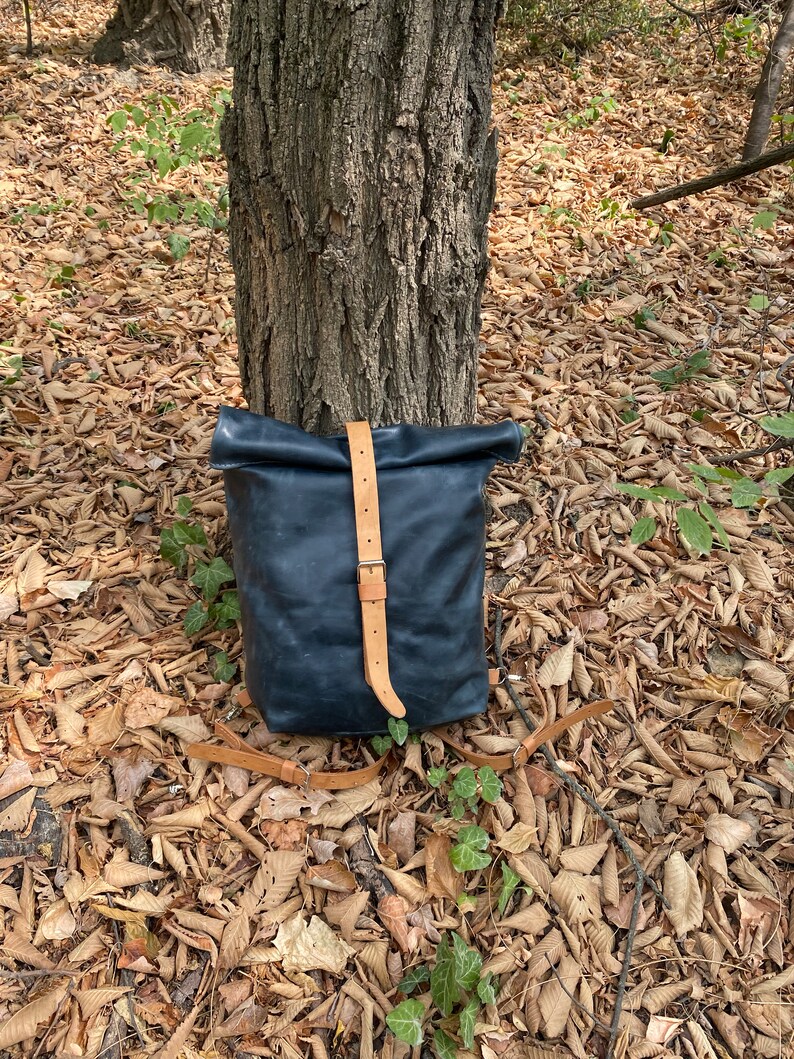 Rolled Roll Top Backpack Leather Rugsack DIY Pattern Template - Etsy