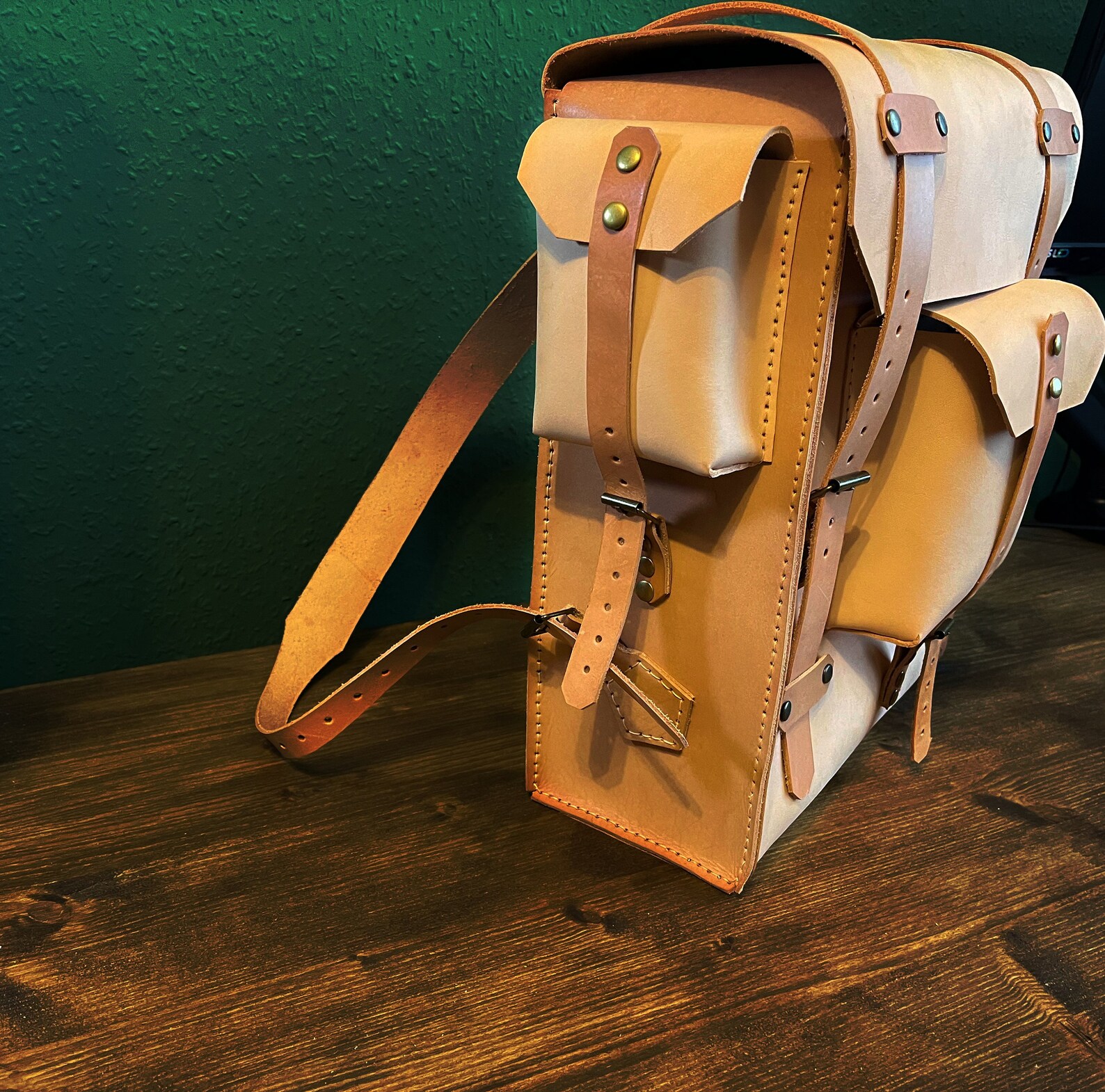 Leather Pattern Square Backpack Pattern Template Back Bag Rugsack Men ...