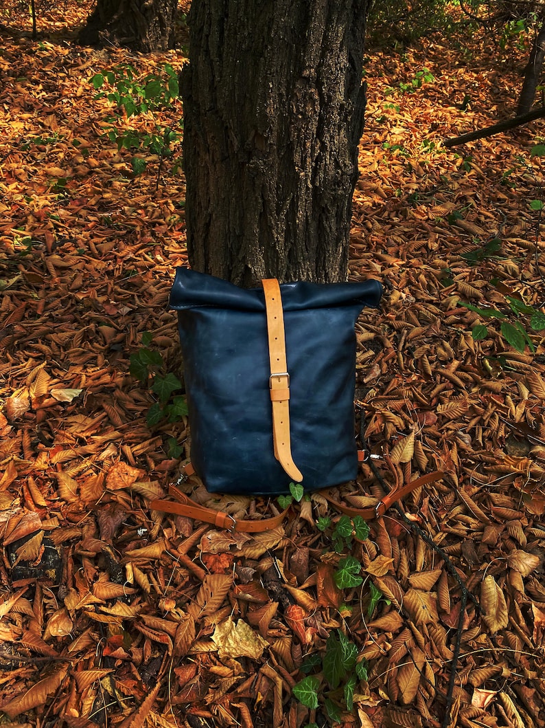 Rolled Roll Top Backpack Leather Rugsack DIY Pattern Template Digital ...