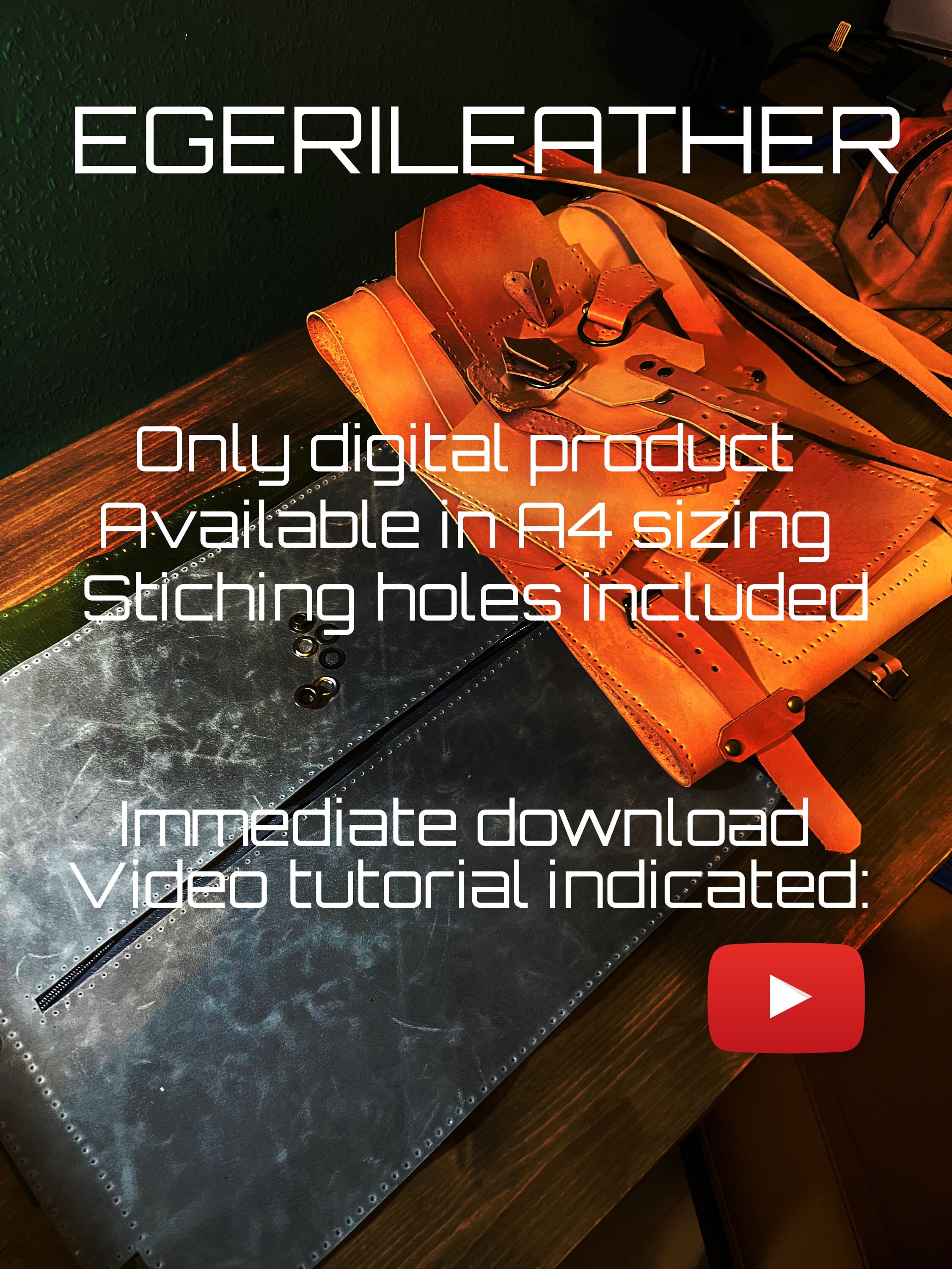 Rolled Roll Top Backpack Leather Rugsack DIY Pattern Template Digital ...