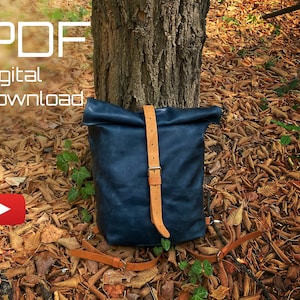 Rolled Roll Top Backpack Leather Rugsack DIY Pattern Template Digital ...