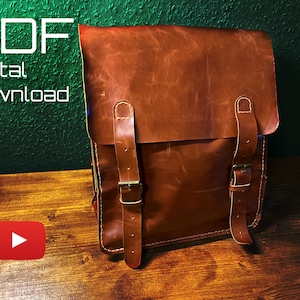 Leather Pattern Square Backpack Pattern Template Back Bag Rugsack Men ...