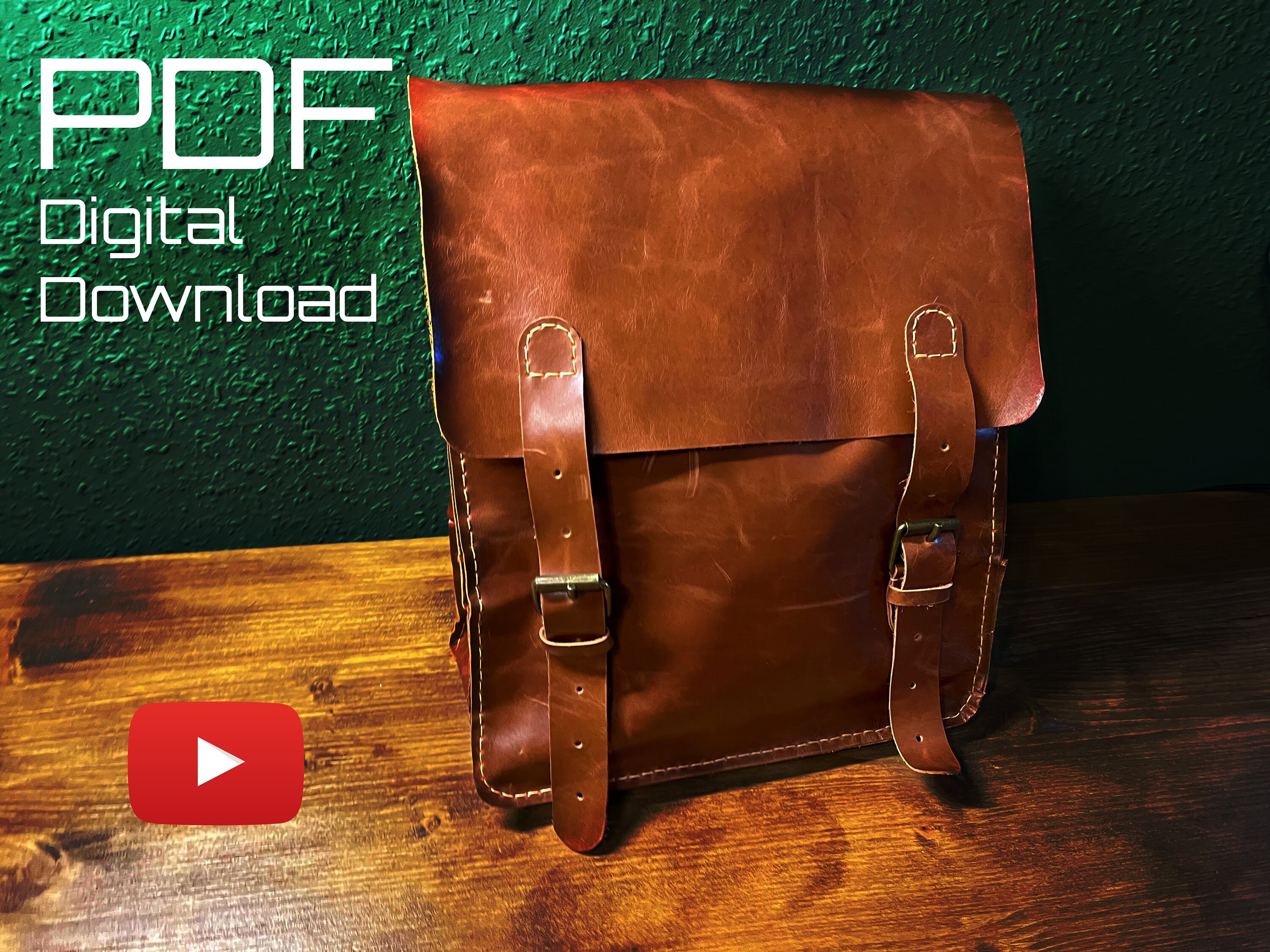 Leather Pattern Square Backpack Pattern Template Back Bag Rugsack Men ...