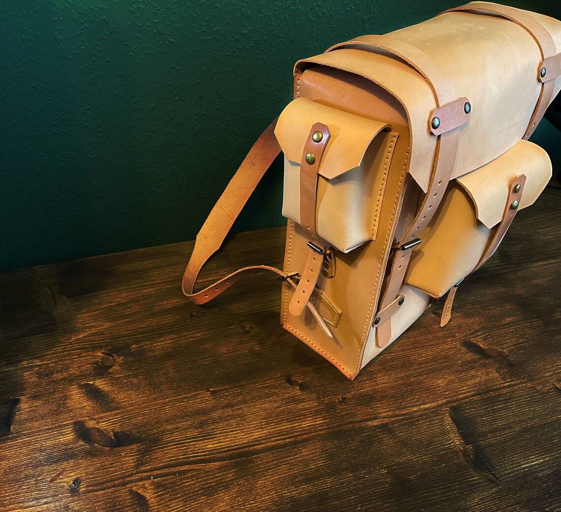 Leather Pattern Square Backpack Pattern Template Back Bag Rugsack Men ...