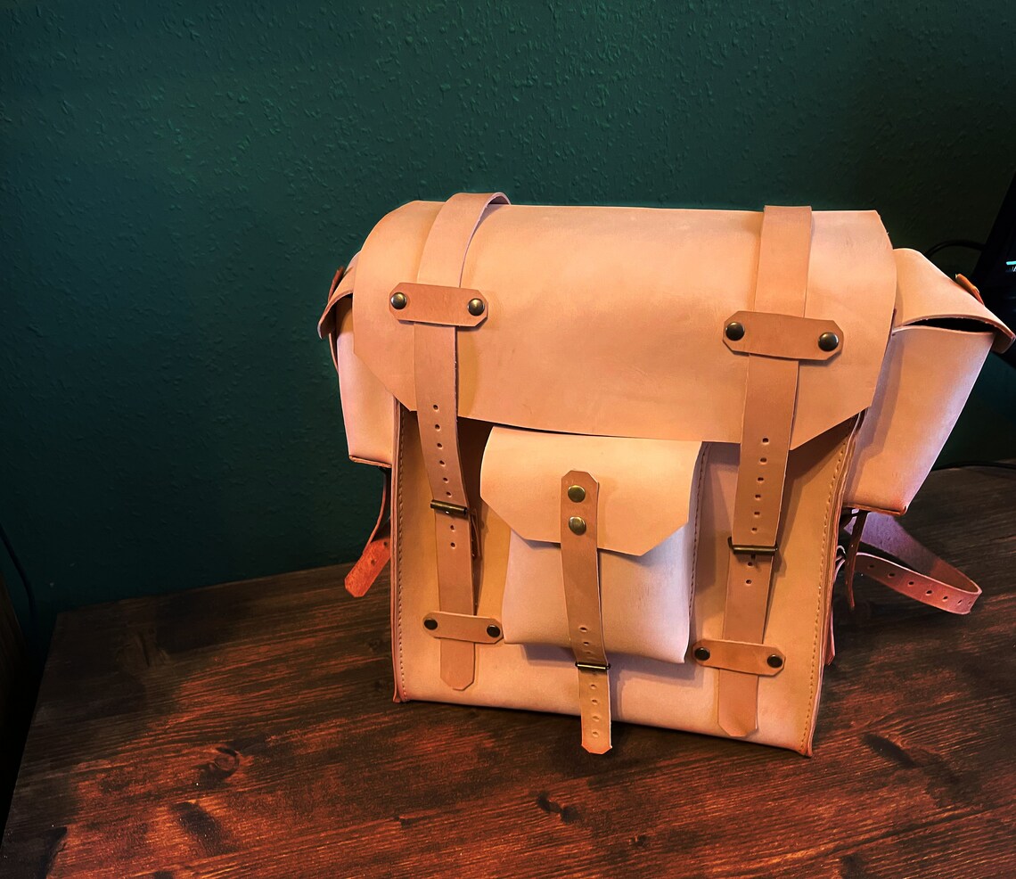 Leather Pattern Square Backpack Pattern Template Back Bag Rugsack Men ...