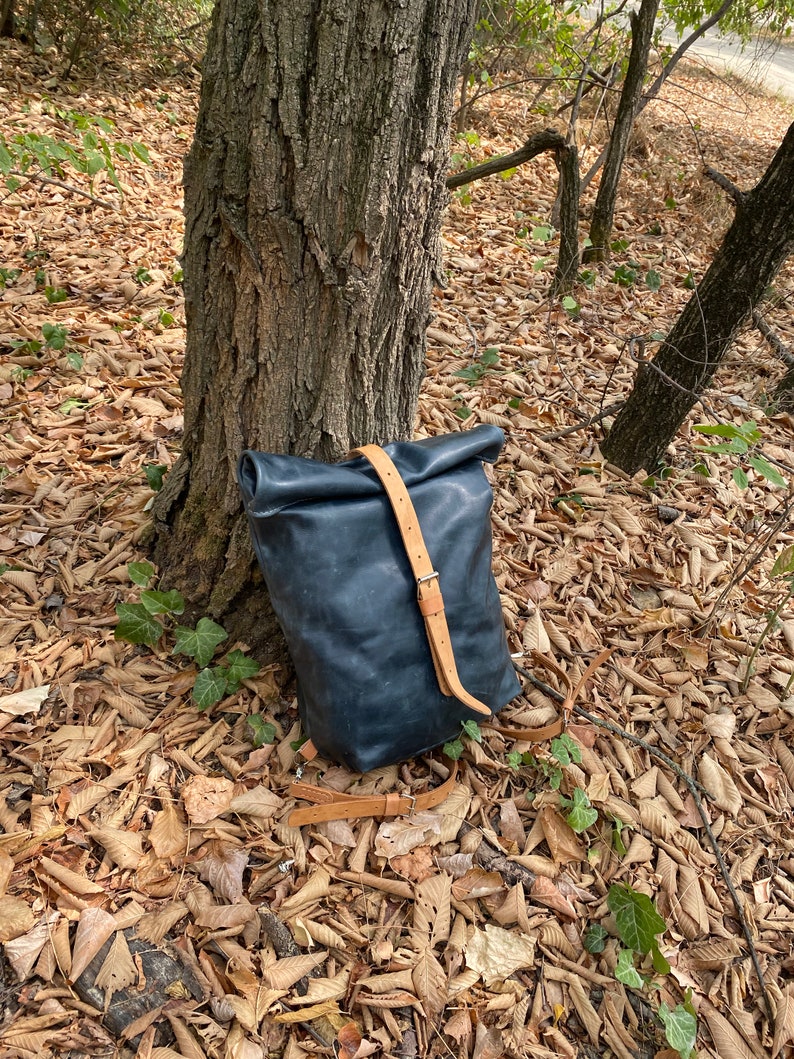 Rolled Roll Top Backpack Leather Rugsack DIY Pattern Template - Etsy