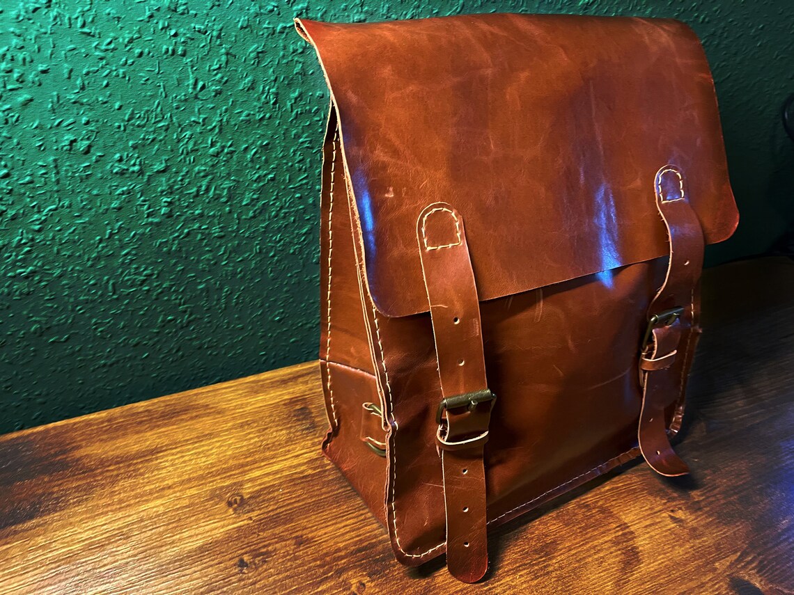 Leather Pattern Square Backpack Pattern Template Back Bag Rugsack Men ...