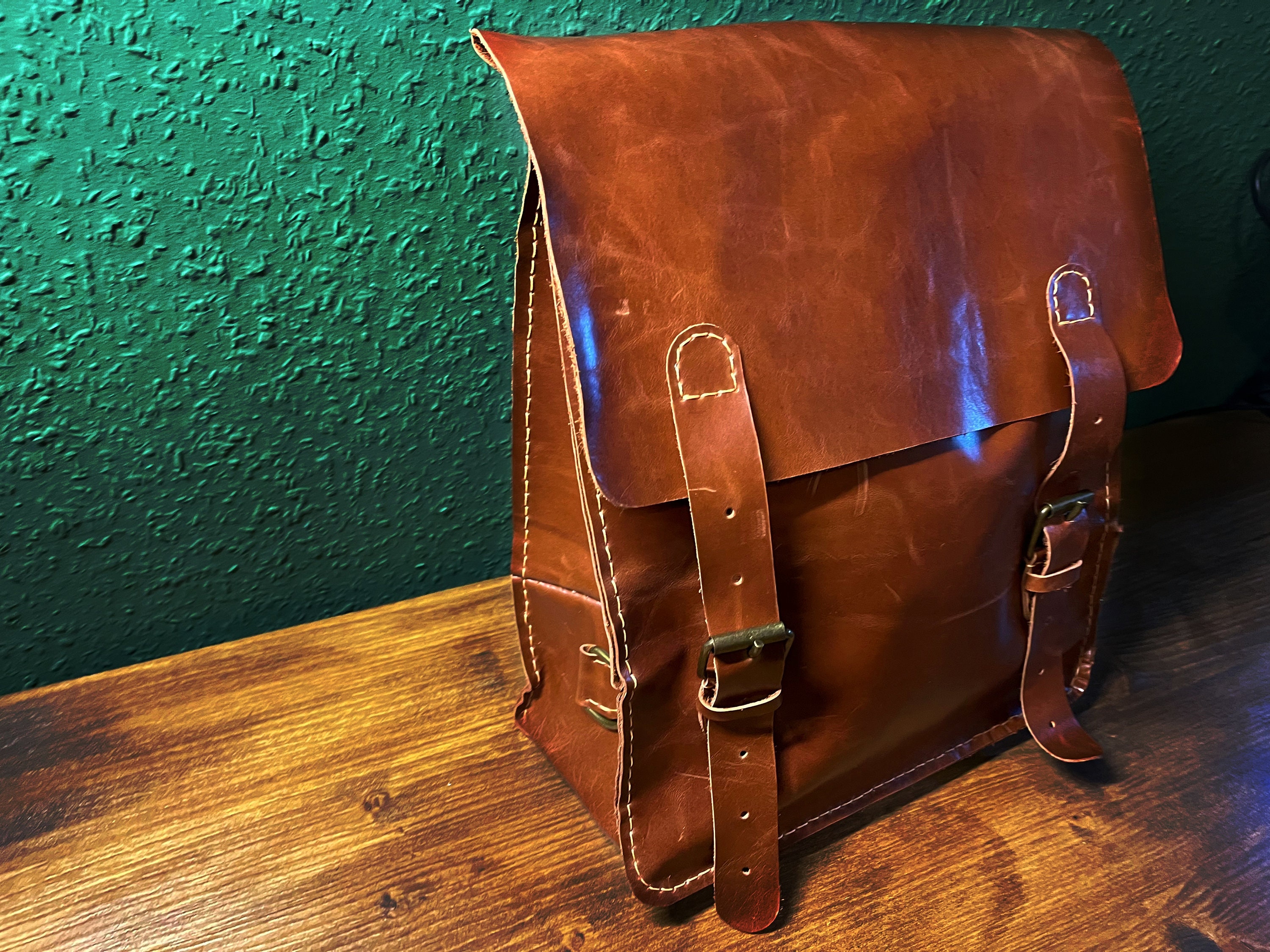 Leather Pattern Square Backpack Pattern Template Back Bag Rugsack Men ...