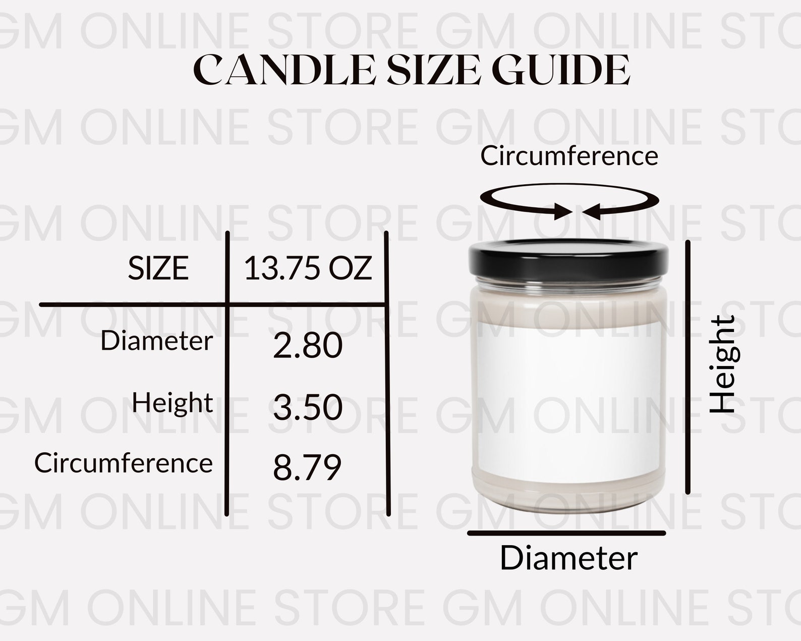 Candle Size Chart Candle Mock up Candle Care Instructions Candle Mockup ...