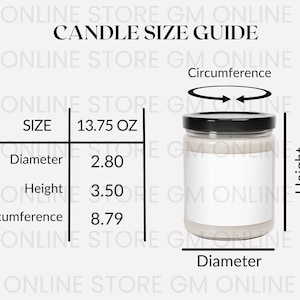 Candle Size Chart Candle Mock up Candle Care Instructions Candle Mockup ...