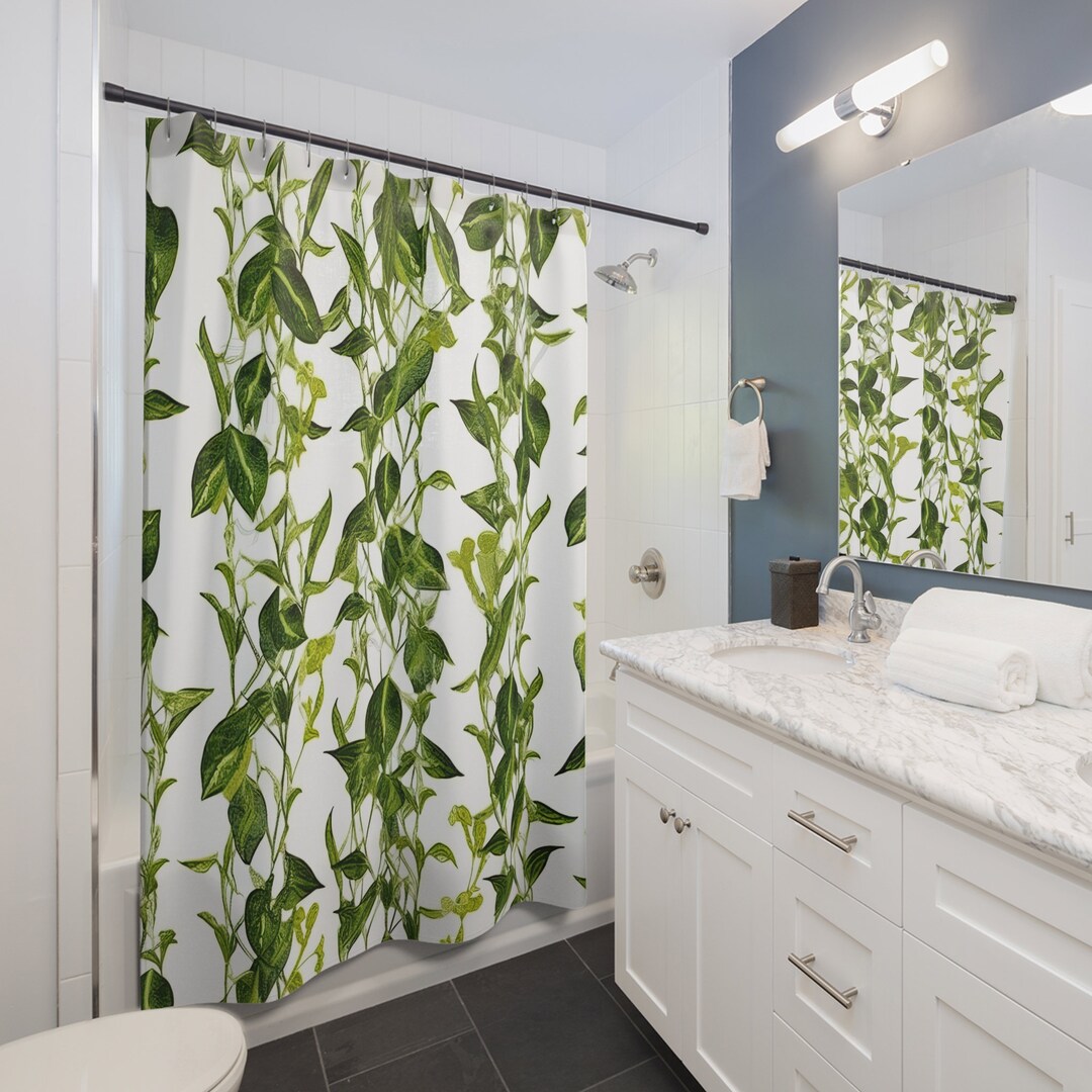 Botanical Leaves Vine Pattern Shower Curtain 71 X - Etsy