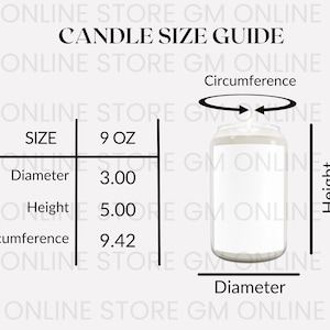 Candle Size Chart Candle Mock up Candle Care Instructions Candle Mockup ...