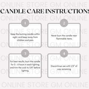 Candle Size Chart Candle Mock up Candle Care Instructions Candle Mockup ...