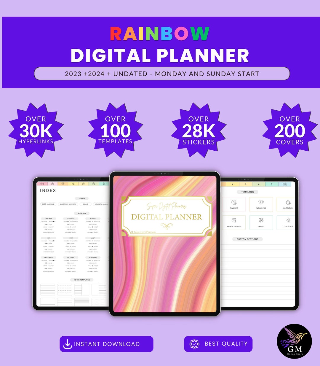 Rainbow Digital Planner-digital Planner- Goodnotes Planner-ipad Planner ...