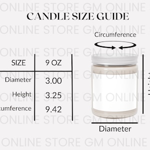 Candle Size Chart Candle Mock up Candle Care Instructions Candle Mockup ...