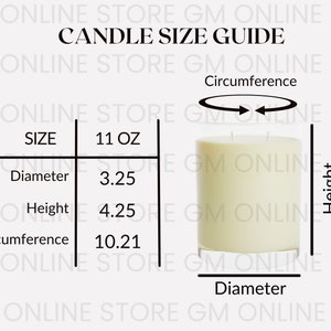 Candle Size Chart Candle Mock up Candle Care Instructions Candle Mockup Soy Candle Size Chart ...