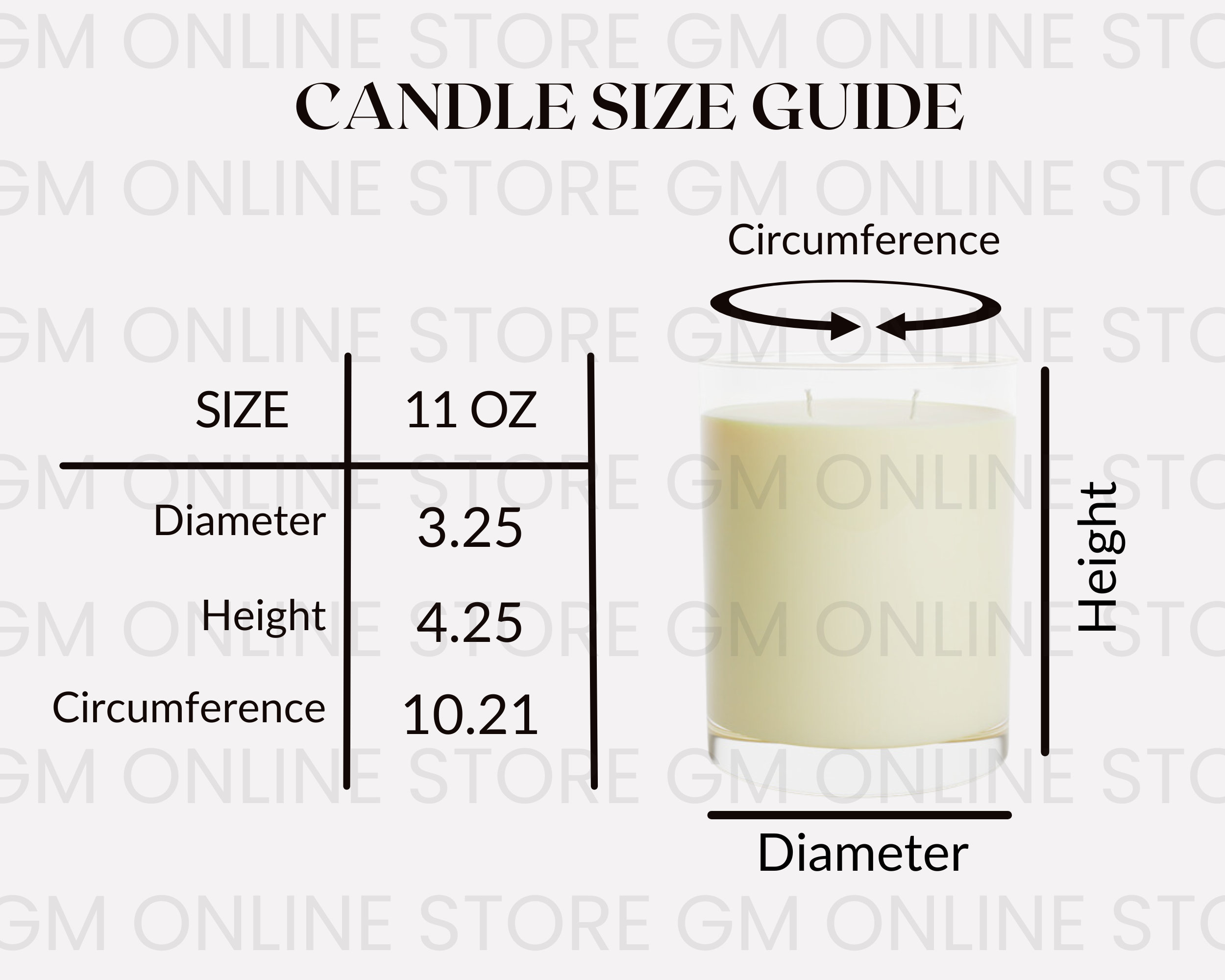 Candle Size Chart Candle Mock up Candle Care Instructions Candle Mockup ...