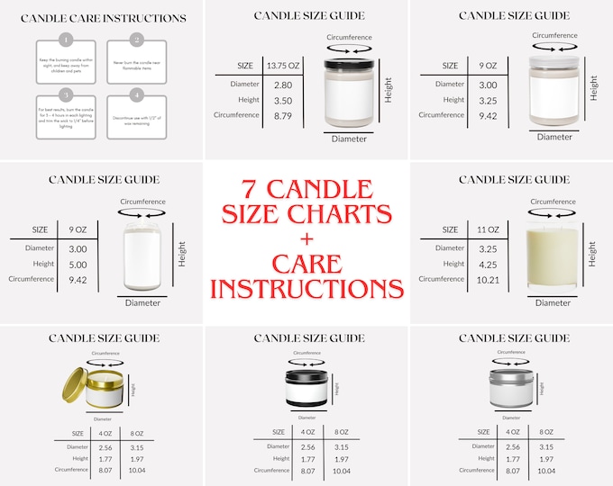 Soy Candle Templates Canva Size Guide Candle Care Card Editable Size ...