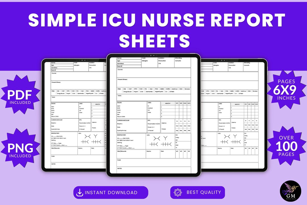 Simple ICU Nurse Report Sheet Notebook - Etsy