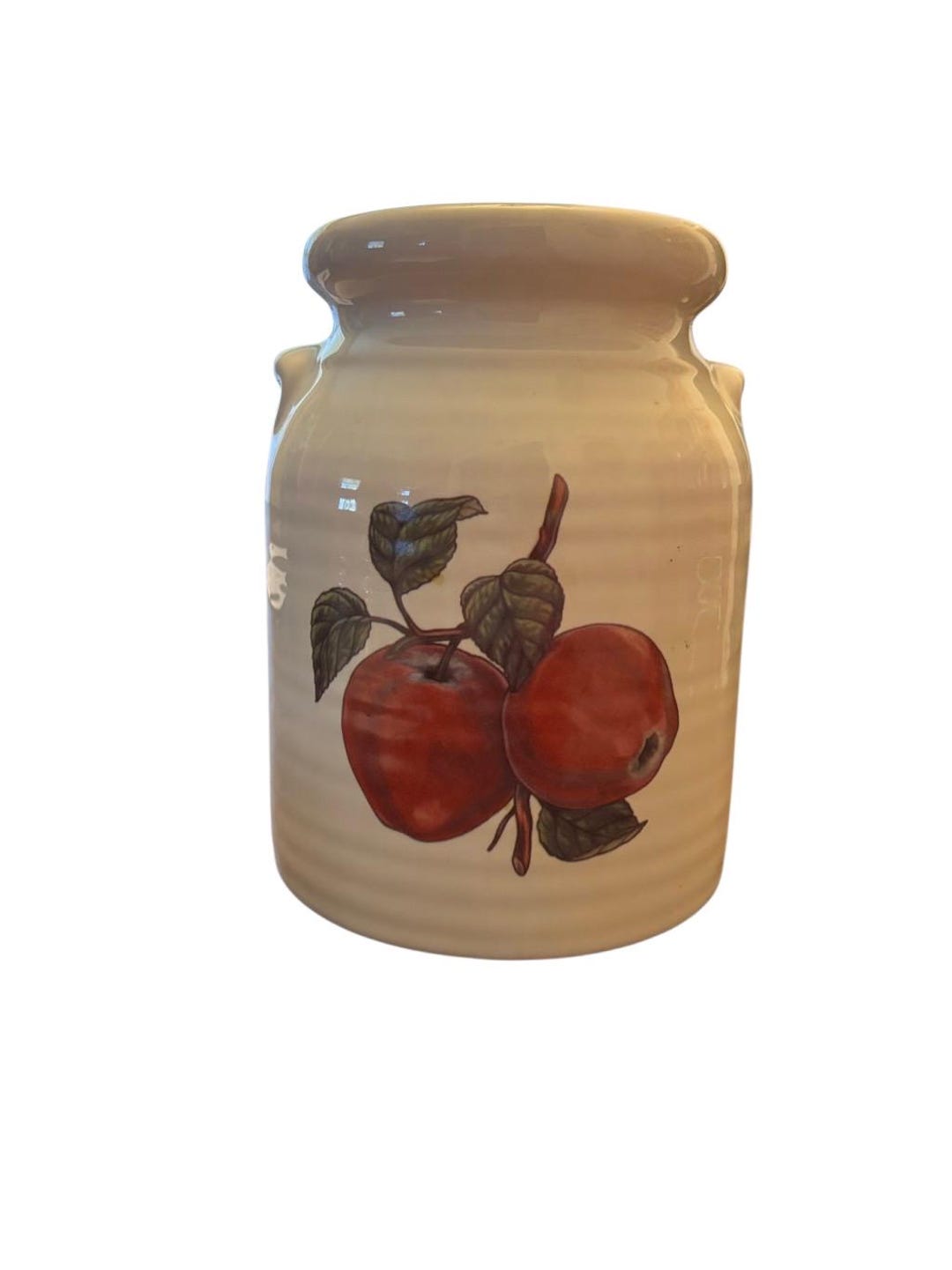Vintage Ceramic Kitchen Canister Jar With Red Apple Design – Farmhouse ...