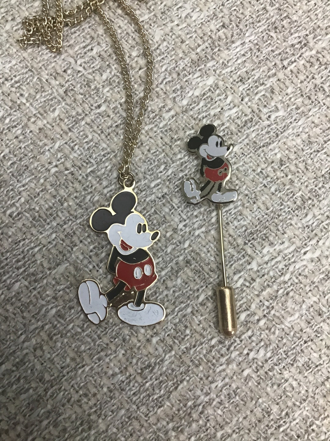 Vintage Mickey Mouse Stick Pin & Necklace - Etsy
