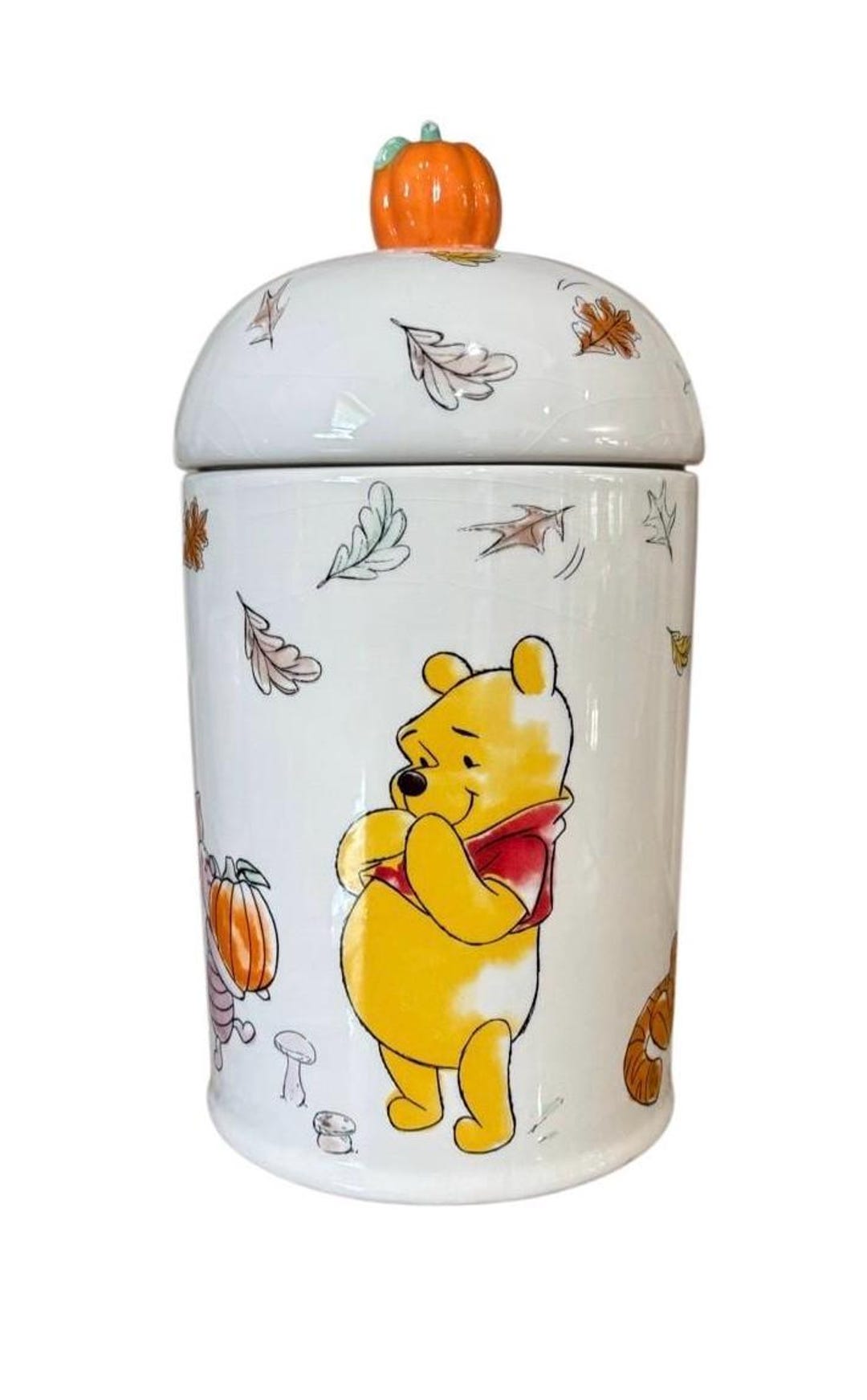 Disney Winnie the Pooh Fall Cookie Jar Pumpkin Lid Autumn Canister ...