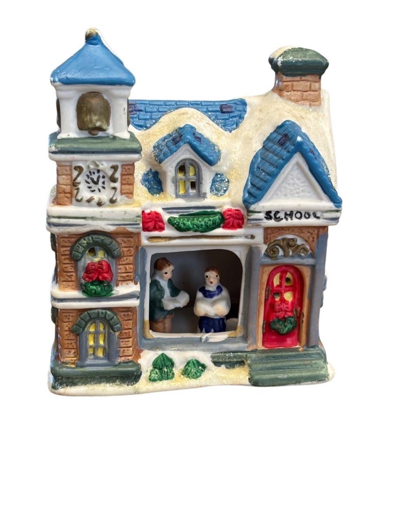 Vintage Handpainted Lighted Christmas Schoolhouse - Etsy
