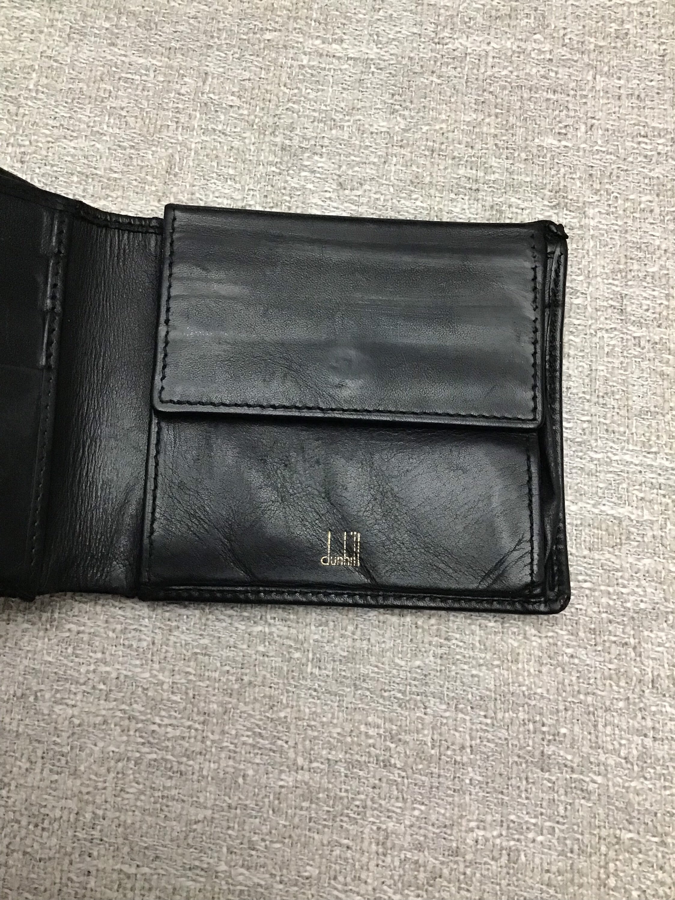 Dunhill Black Leather Men's Bifold Wallet With Black & Gold Dunhill Black Leather Men's Bifold Wallet With Black & Gold