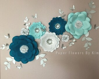 Blue paper flowers | Etsy