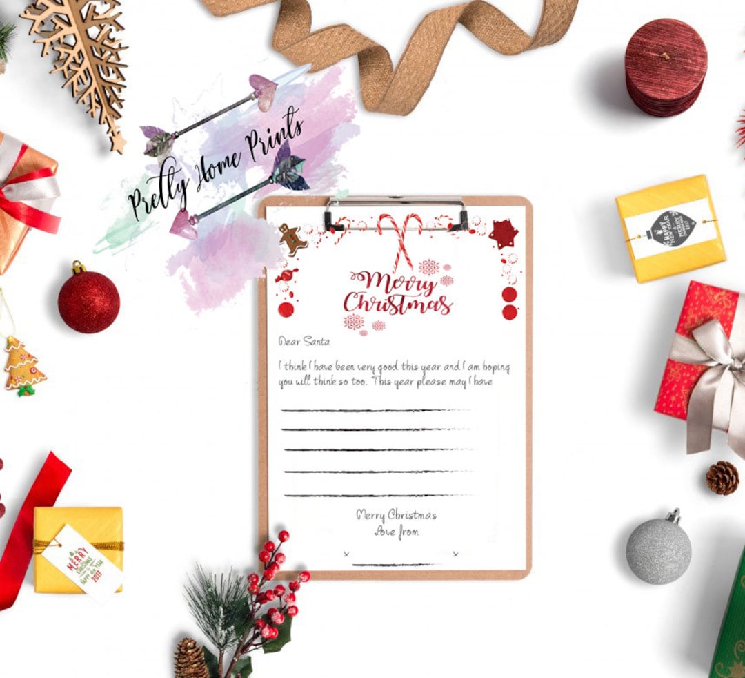 Christmas Santa Letter Wishlist Template Digital Instant Download ...