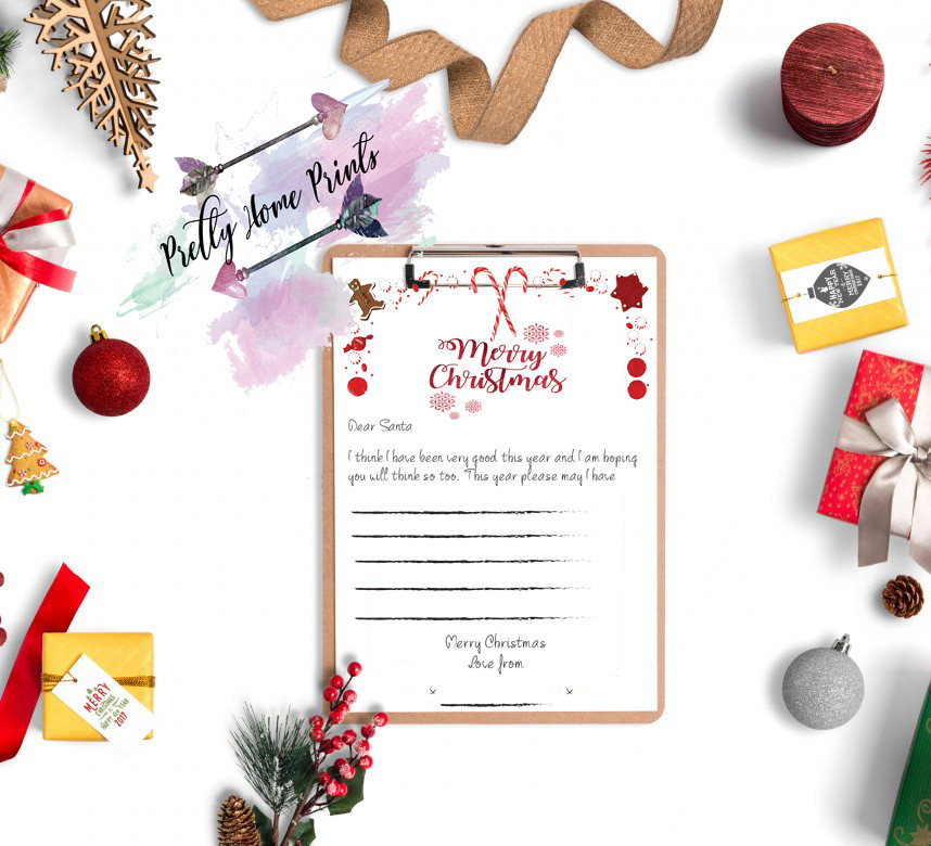 Christmas Santa Letter Wishlist Template Digital Instant Download ...