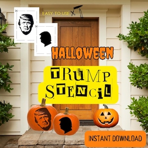 Donald Trump Pumpkin Carving Pattern | Easy Trump 2024 Printable Jack-o ...