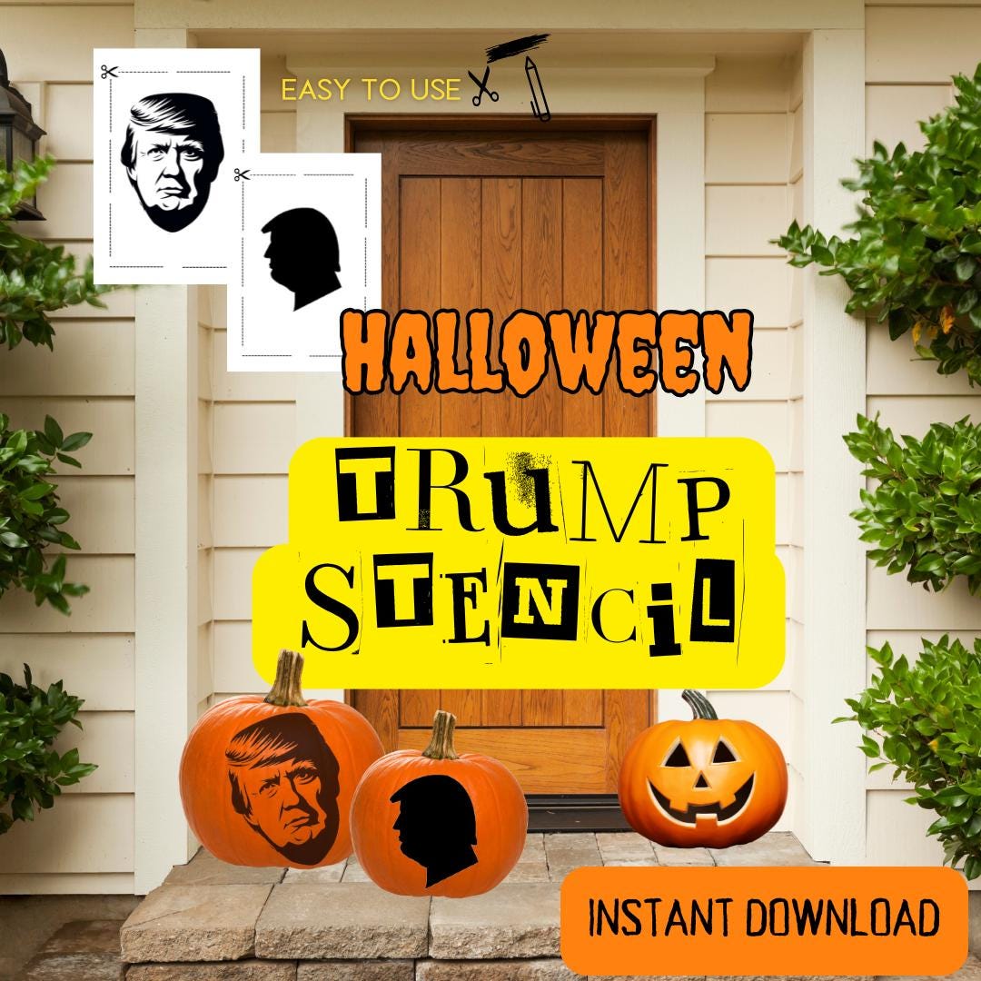 Donald Trump Pumpkin Carving Pattern | Easy Trump 2024 Printable Jack-o ...