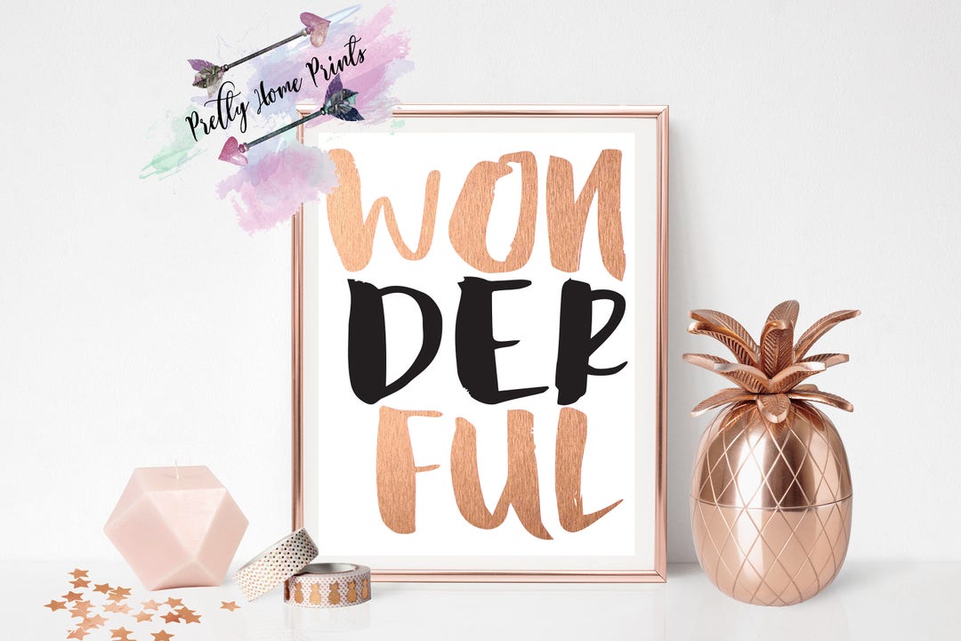 Wonderful Print Rose Gold Typography Nursery Printable Poster Curvy ...