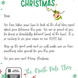 Christmas Santa ELF Letter Template Digital Instant Download Children ...