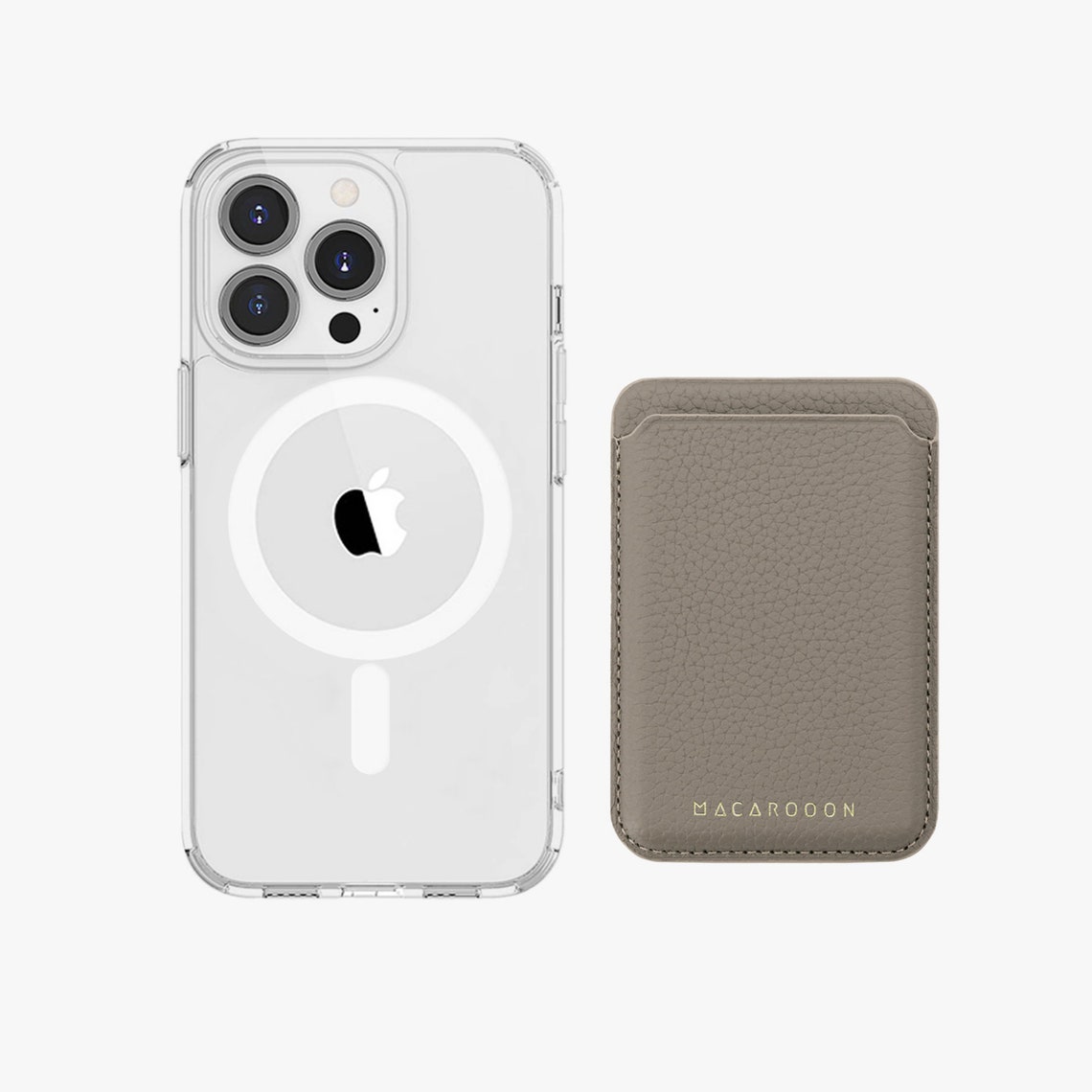 Personalized iPhone 16 Leather Magsafe Wallet, Clear Case Set - Etsy