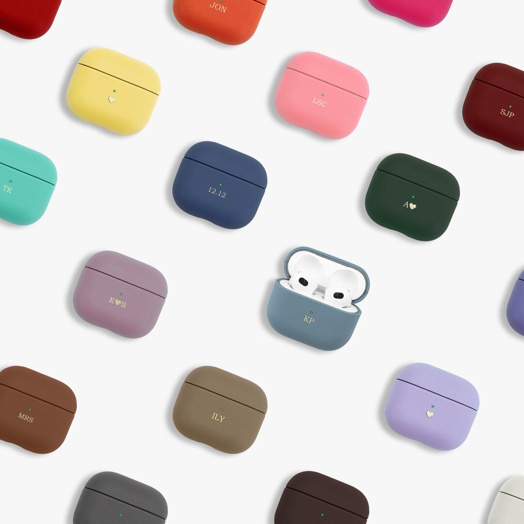Italian Leather Monogram Cases for Airpods Pro With Engraving ...