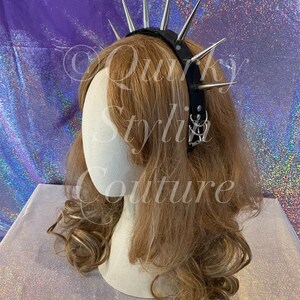 Spikes Headband Spike Gothic Extra Large OTT Studs Punk Black Silver ...